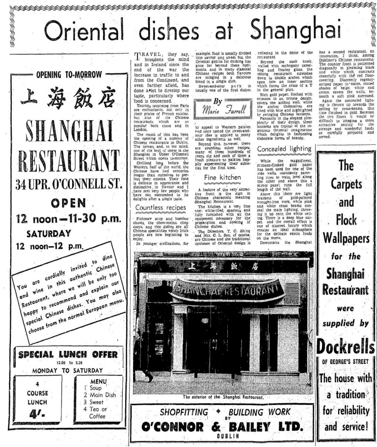 Dublin’s first Chinese restaurants (1957 – mid 1960s) | Come Here To Me!
