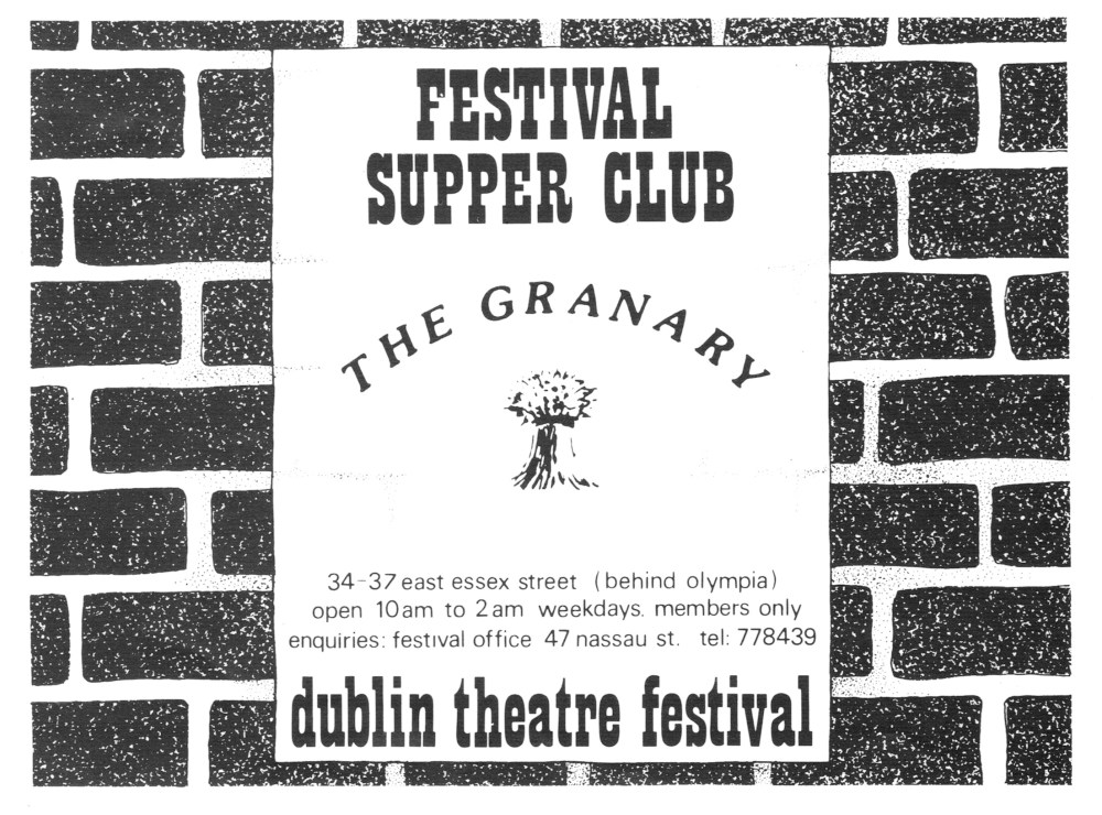 Restaurant advertisements from the 1983 Dublin Theatre Festival Guide ...